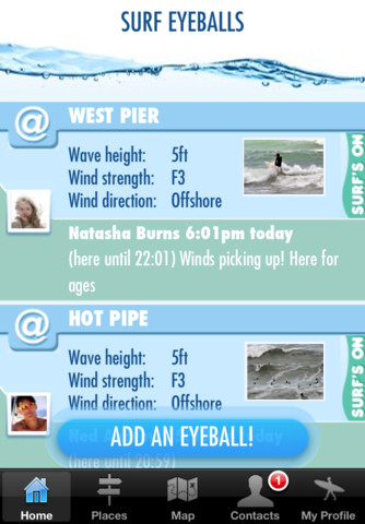 Sharkbait Surf Eyeball surfing report iPhone and iPad app